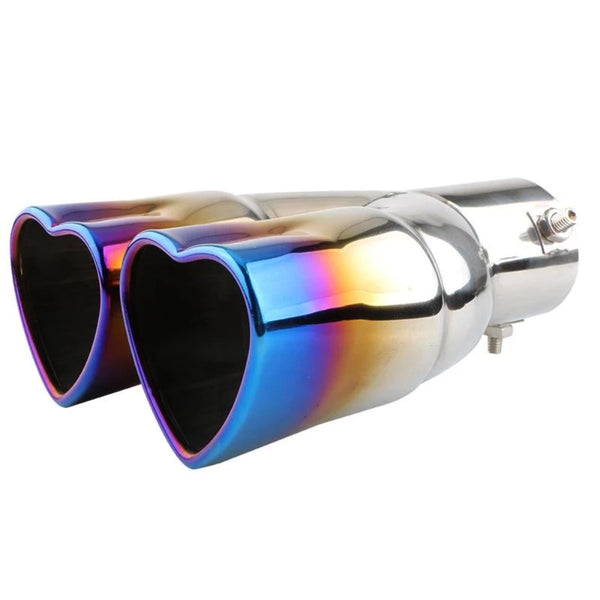 Dual Tail Pipe Heart Exhaust Muffler Car Automotive Chrome Universal ...