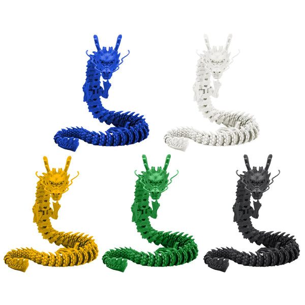 Chinese Dragon Toy Figure 3D Printed Flexible Long Articulated ...