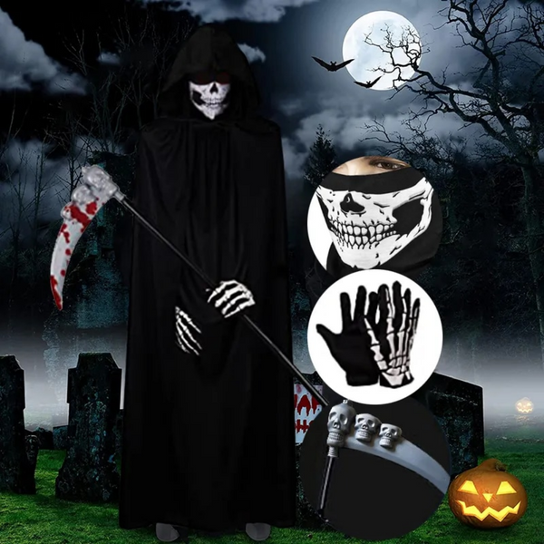 Halloween Soul Grim Reaper Costume Death Skeleton Scythe Anime Cosplay ...