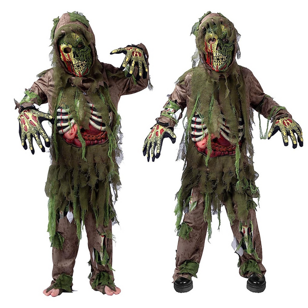 Halloween Zombie Costume Night Living Dead Swamp Skull Suit Child's ...