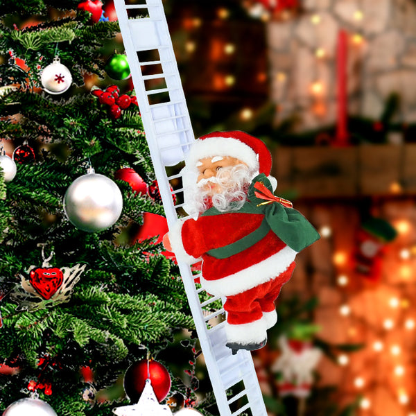 Christmas Hanging Santa Claus Music Doll Climbing Tree Ladder Ornament ...
