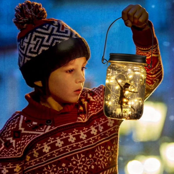 Fairy Lights Mason Jar Tinker Bell LED Solar Powered Lantern Faerie ...