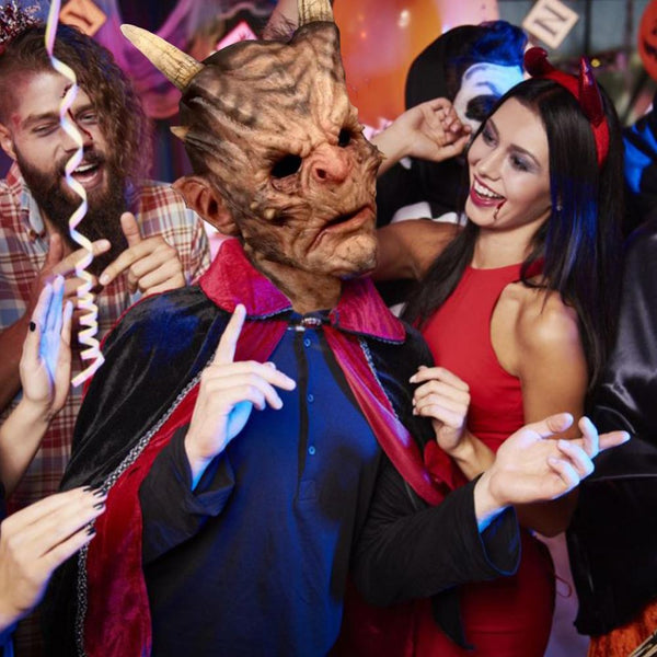 Halloween Devil Mask Horned Satan Demon Realistic Lucifer Scary Creepy ...
