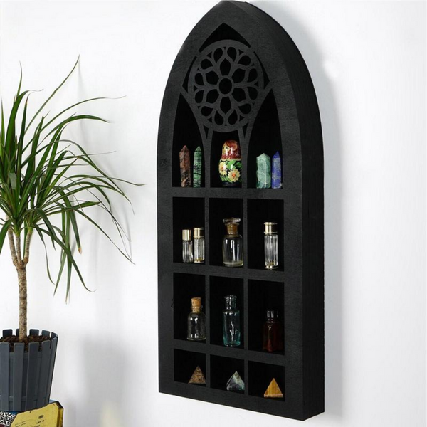 Church Window Book Shelf Gothic Wall Mounted Hanging Crystal Storage ...