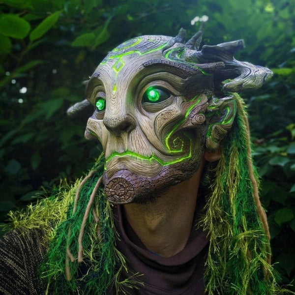 Forest Spirit Mask LED Green Man Tree Costume Light Cosplay Festival ...