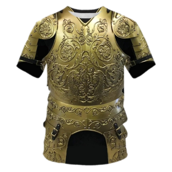 3D T-shirt Knight Armor Print Renaissance Fair Medieval Festival Gold ...